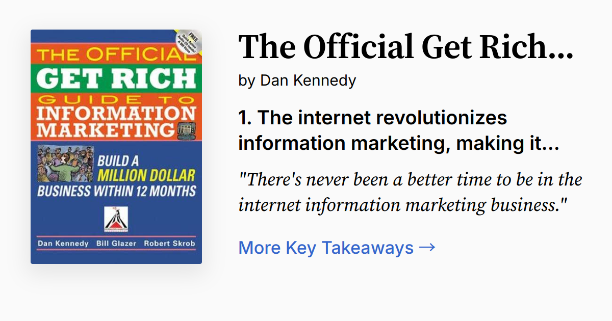 The Official Get Rich Guide to Information Marketing | Summary, Audio ...