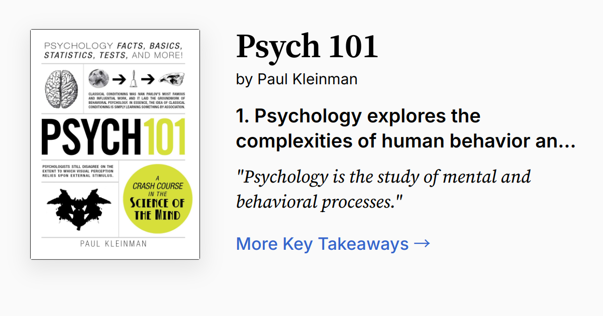 Psych 101 by Paul Kleinman | Summary, Quotes, FAQ, Audio
