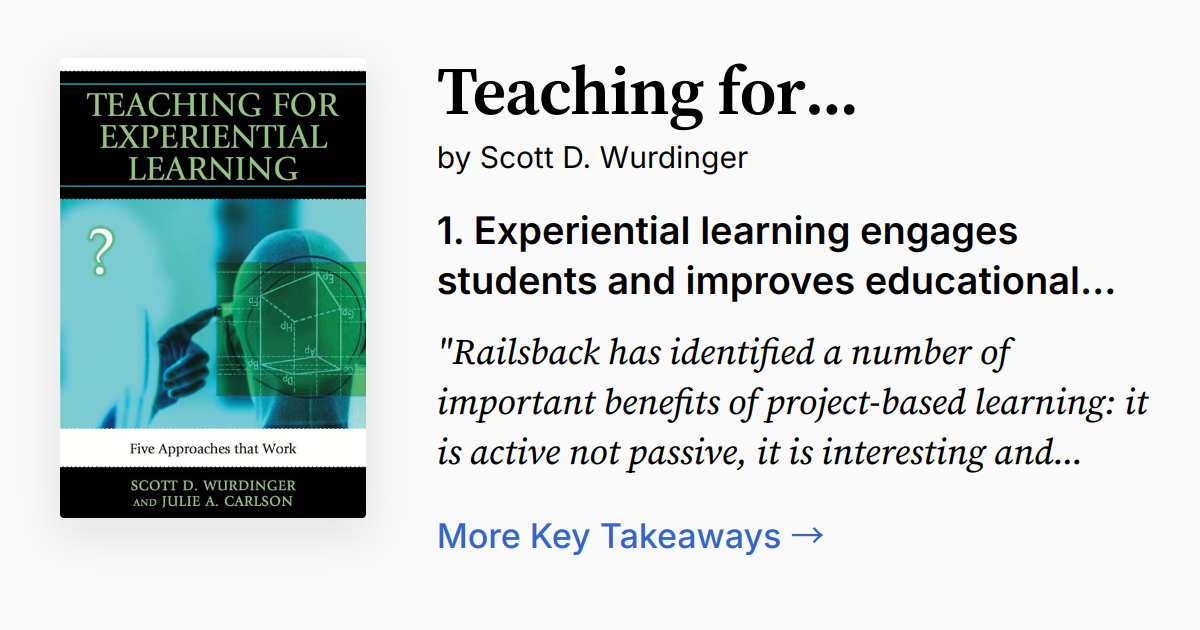Teaching for Experiential Learning | Summary, Audio, Quotes
