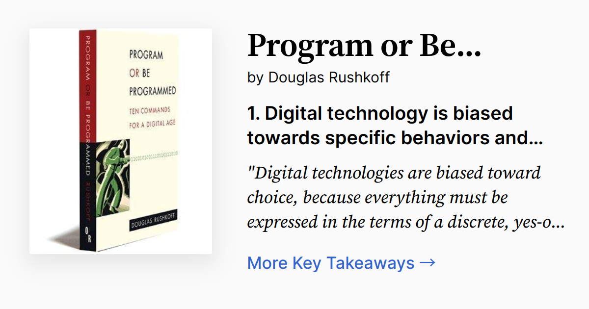 Program or Be Programmed | Summary, Quotes, FAQ, Audio