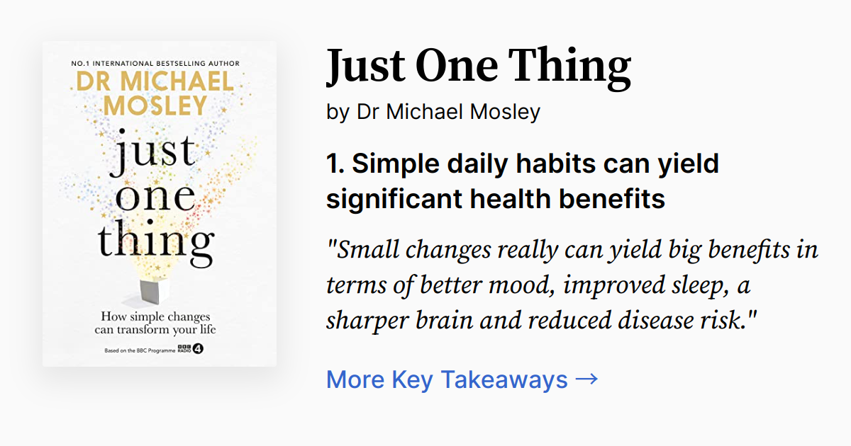 Just One Thing by Michael Mosley | Summary, Audio, Quotes, FAQ