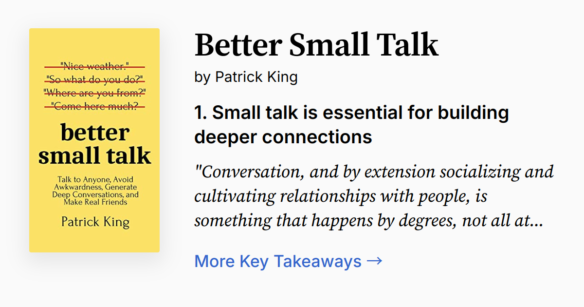 Better Small Talk | Summary, Audio, Quotes, FAQ