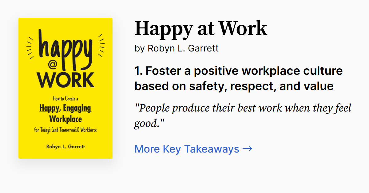 Happy at Work by Robyn L. Garrett | Summary, Audio, Quotes, FAQ