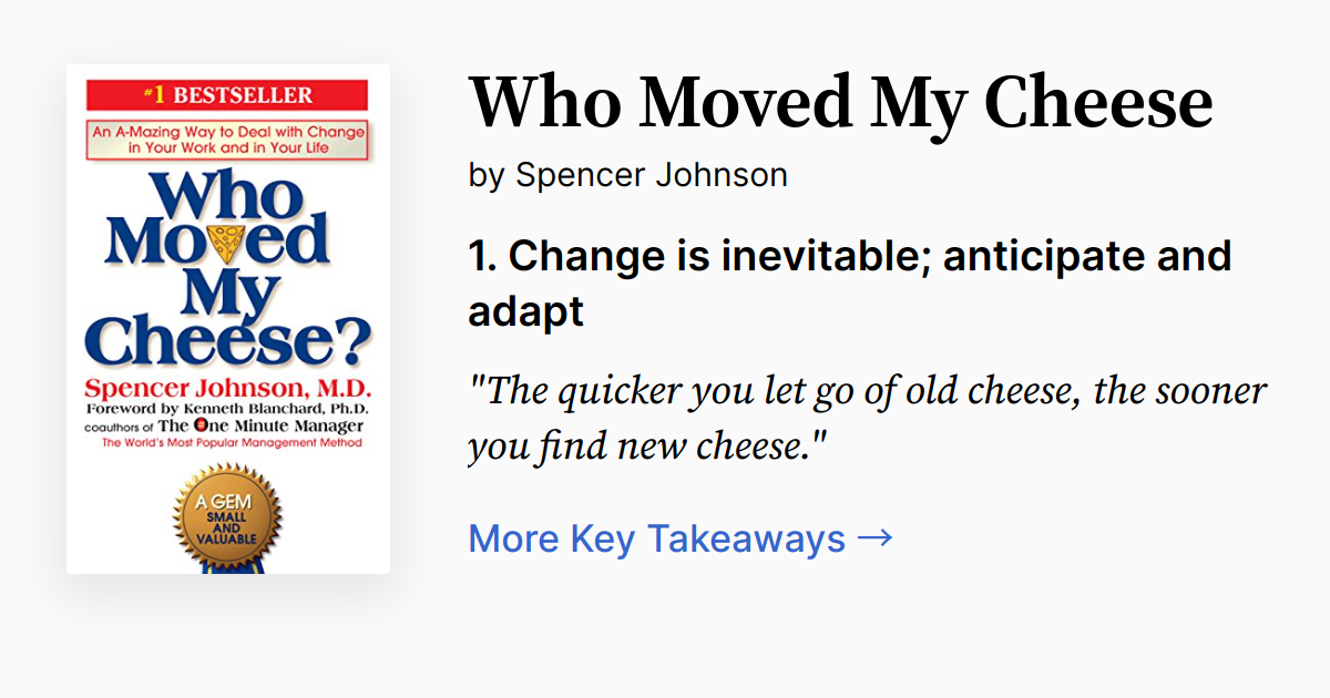Who Moved My Cheese? | خلاصه, Audio, Quotes, FAQ