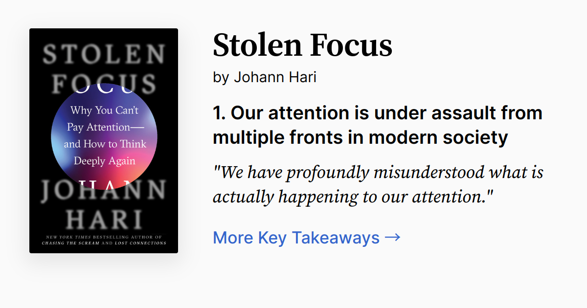 Stolen Focus by Johann Hari | Summary, Audio, Quotes, FAQ