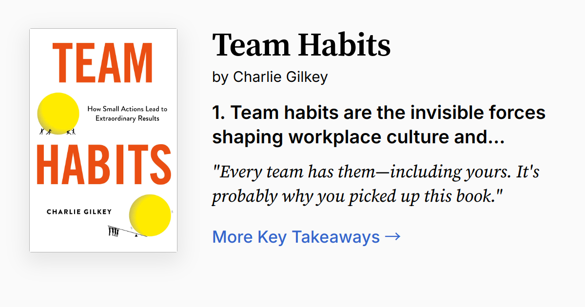Team Habits by Charlie Gilkey | Summary, Audio, Quotes, FAQ
