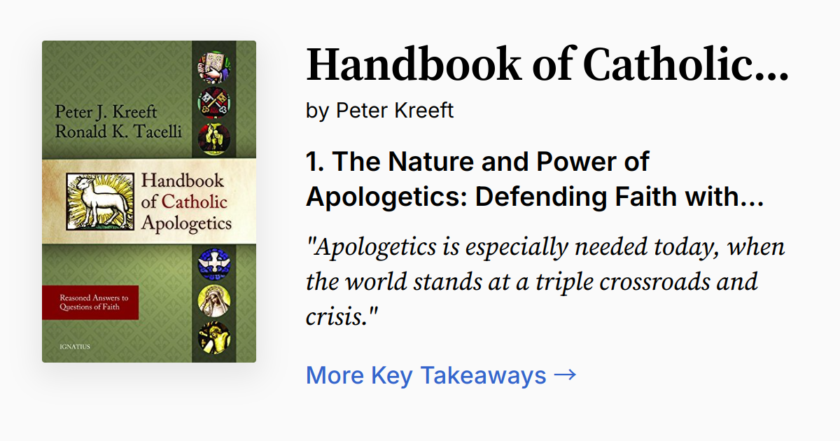 Handbook of Catholic Apologetics | Summary, Audio, Quotes, FAQ