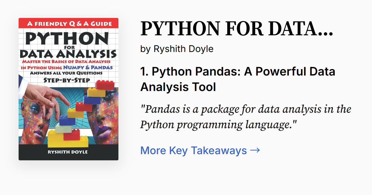 PYTHON FOR DATA ANALYSIS | Summary, Quotes, Audio
