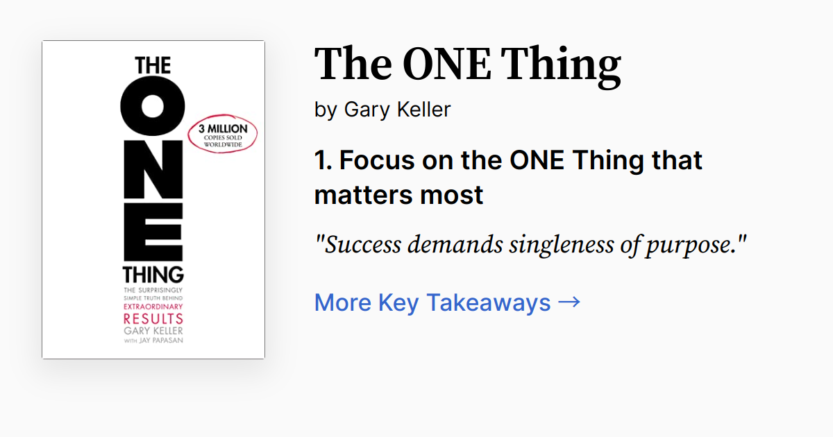 The One Thing by Gary Keller | Summary, Audio, Quotes, FAQ