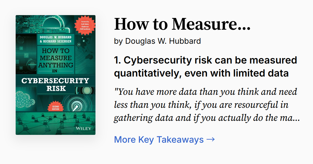 How to Measure Anything in Cybersecurity Risk | Summary, Audio, Quotes, FAQ