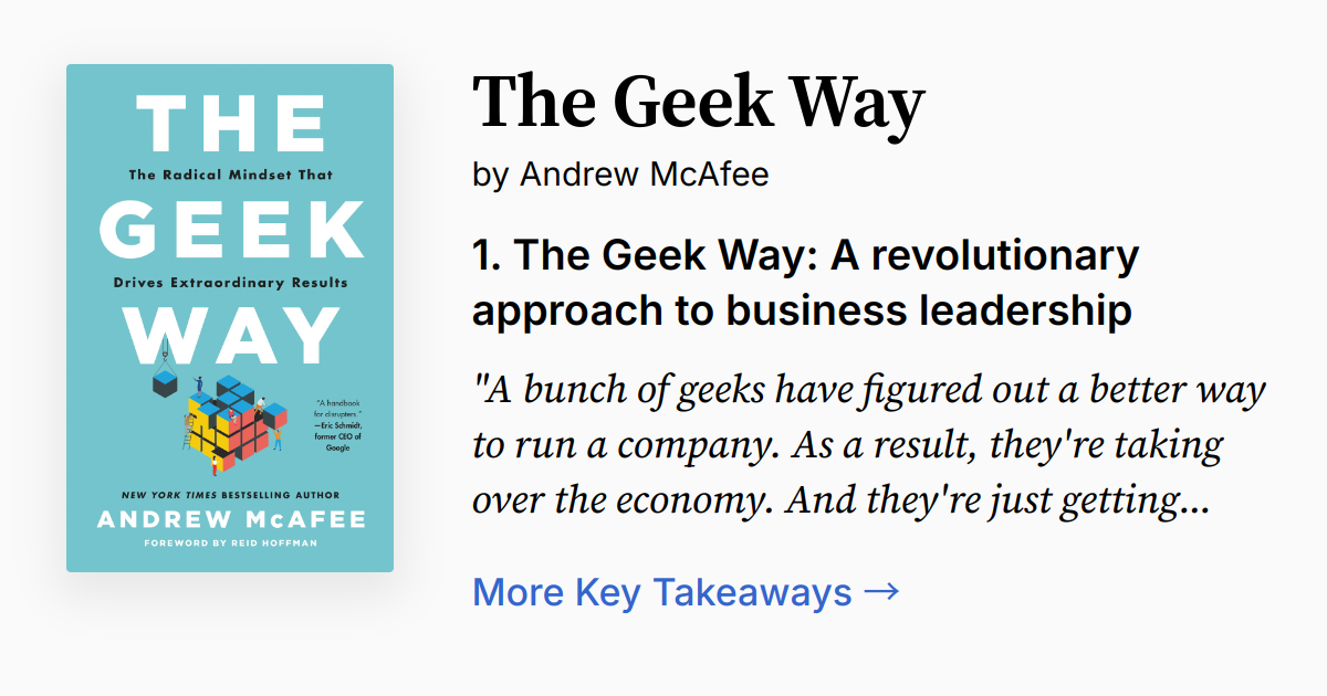The Geek Way by Andrew McAfee | Summary, Quotes, FAQ, Audio