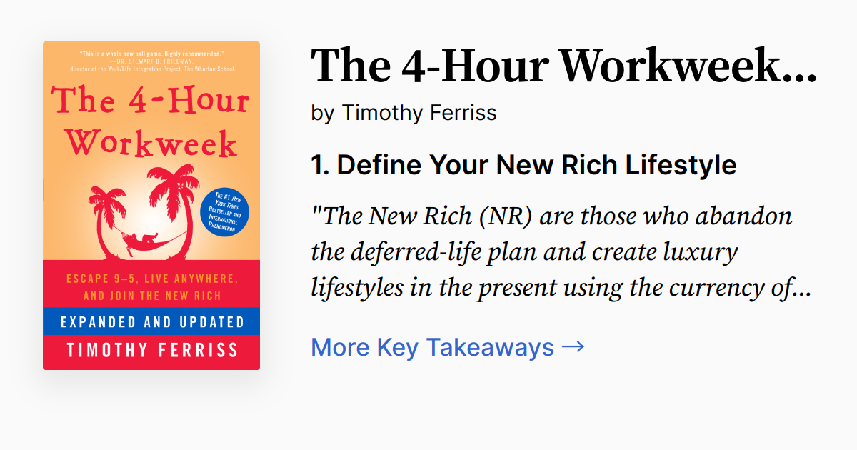 The 4-Hour Workweek | Summary, Quotes, FAQ, Audio