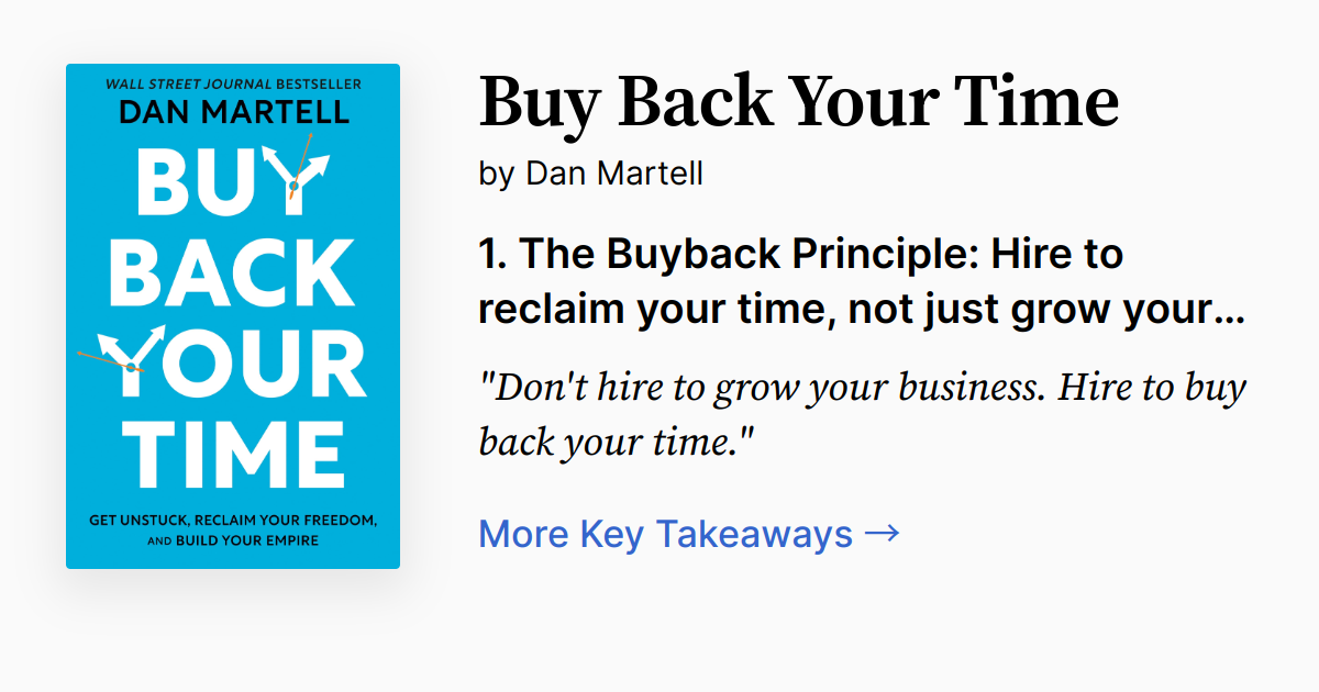 Buy Back Your Time | Summary, Quotes, FAQ, Audio