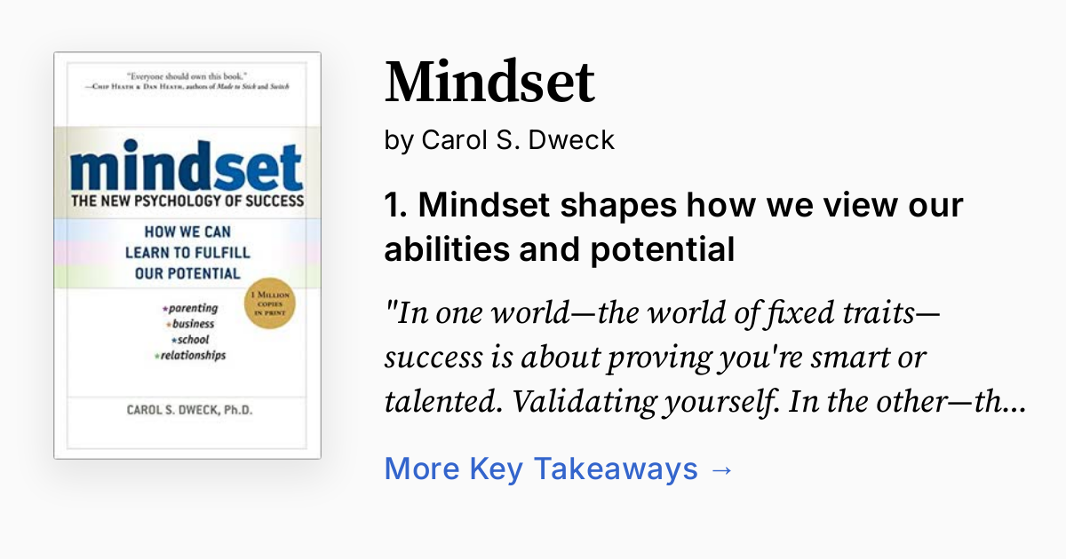 Mindset by Carol S. Dweck | Summary, Quotes, FAQ, Audio