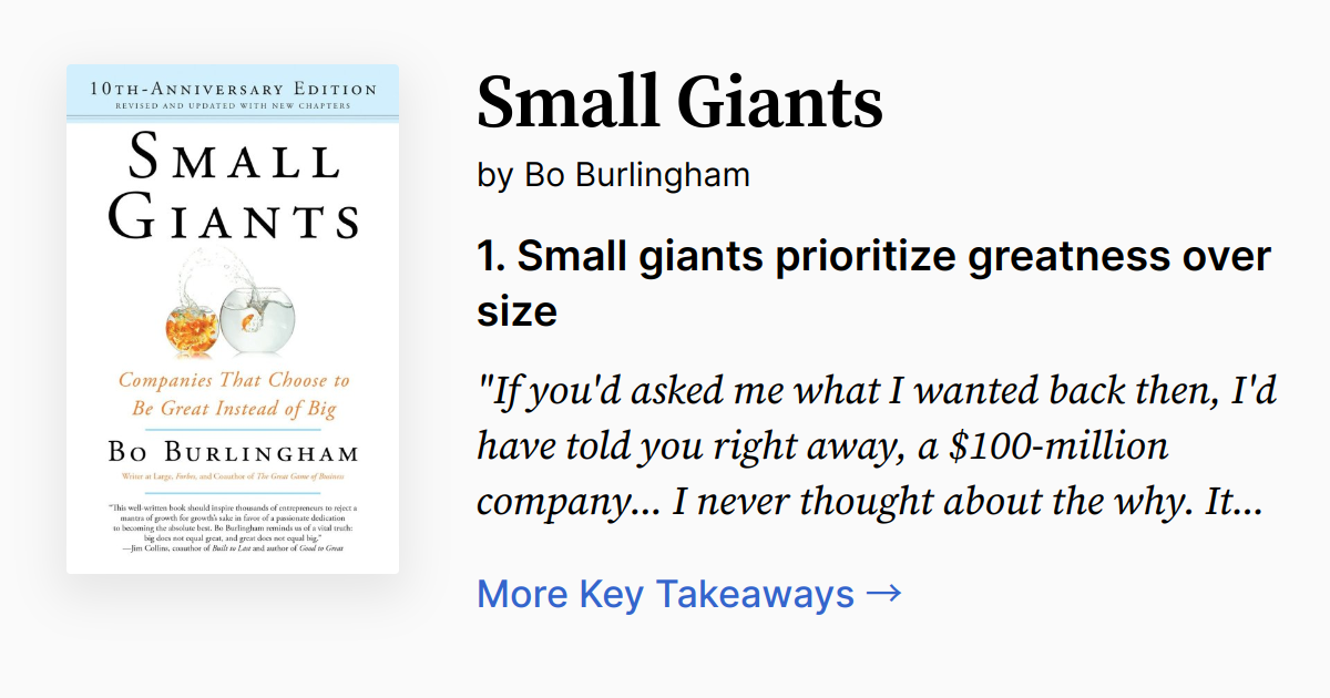 Small Giants by Bo Burlingham | Summary, Audio, Quotes, FAQ