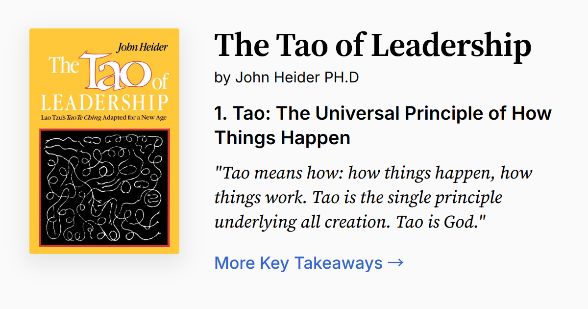 The Tao of Leadership | Summary, Audio, Quotes