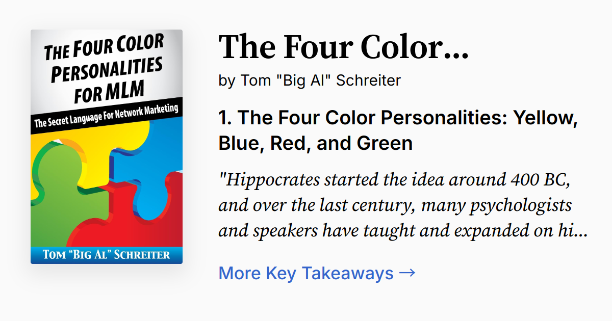 The Four Color Personalities For MLM | Summary, Quotes, FAQ, Audio