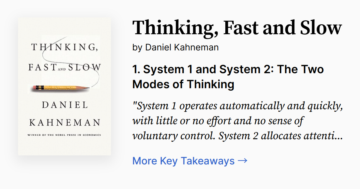 Thinking, Fast and Slow | Summary, Quotes, FAQ, Audio