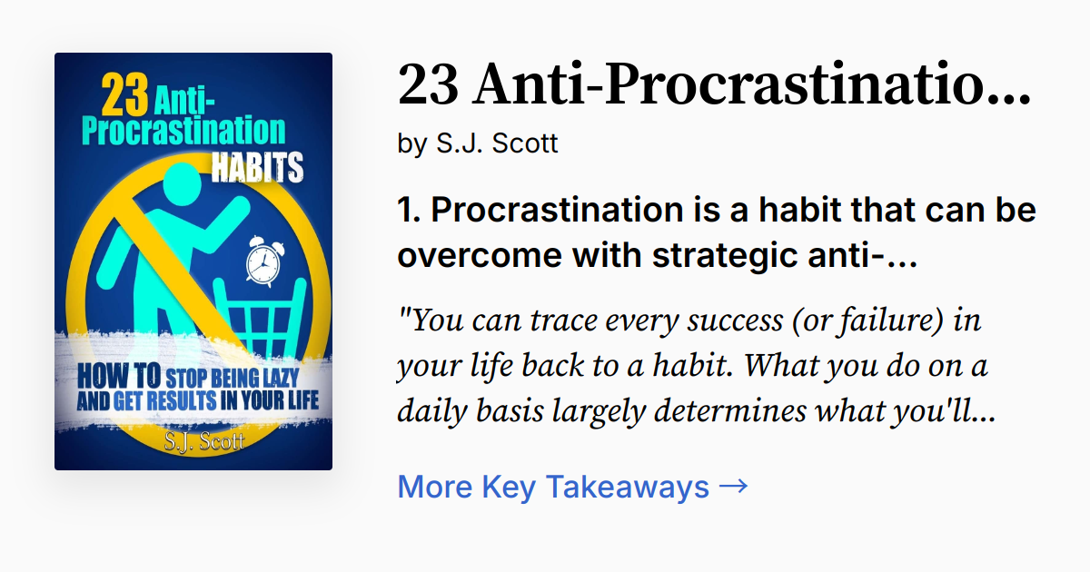 23 Anti-Procrastination Habits | Summary, Audio, Quotes, FAQ