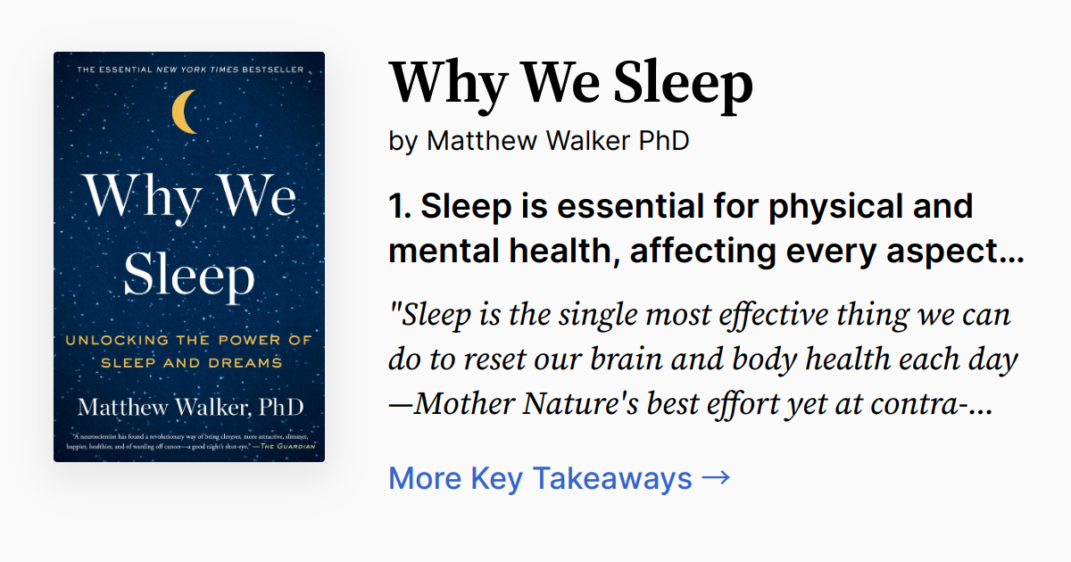 Why We Sleep by Matthew Walker | Summary, Quotes, FAQ, Audio