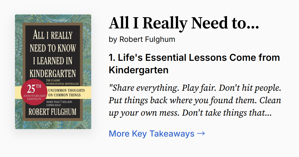 All I Really Need to Know I Learned in Kindergarten | Summary, Audio ...