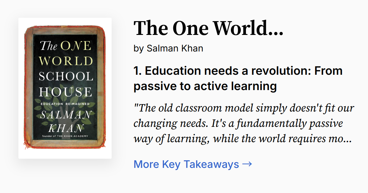 The One World Schoolhouse | Summary, Audio, Quotes, FAQ