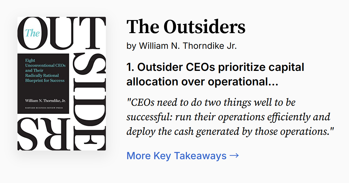 The Outsiders by William N. Thorndike Jr. | Summary, Quotes, FAQ, Audio