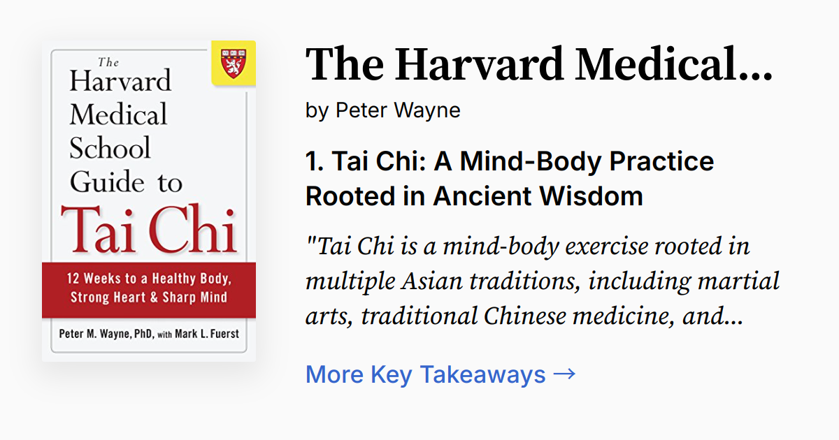 The Harvard Medical School Guide to Tai Chi | Summary, Audio, Quotes, FAQ