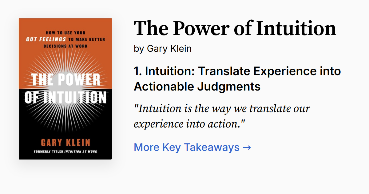The Power of Intuition | Summary, Audio, Quotes, FAQ