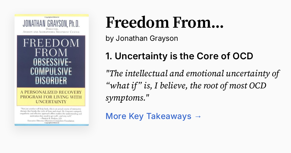Freedom From Obsessive-Compulsive Disorder | Summary, Quotes, FAQ, Audio