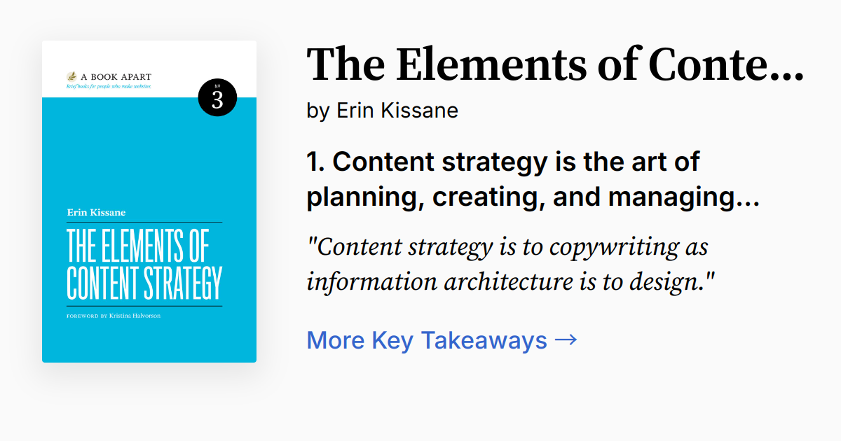 The Elements of Content Strategy | Summary, Audio, Quotes, FAQ