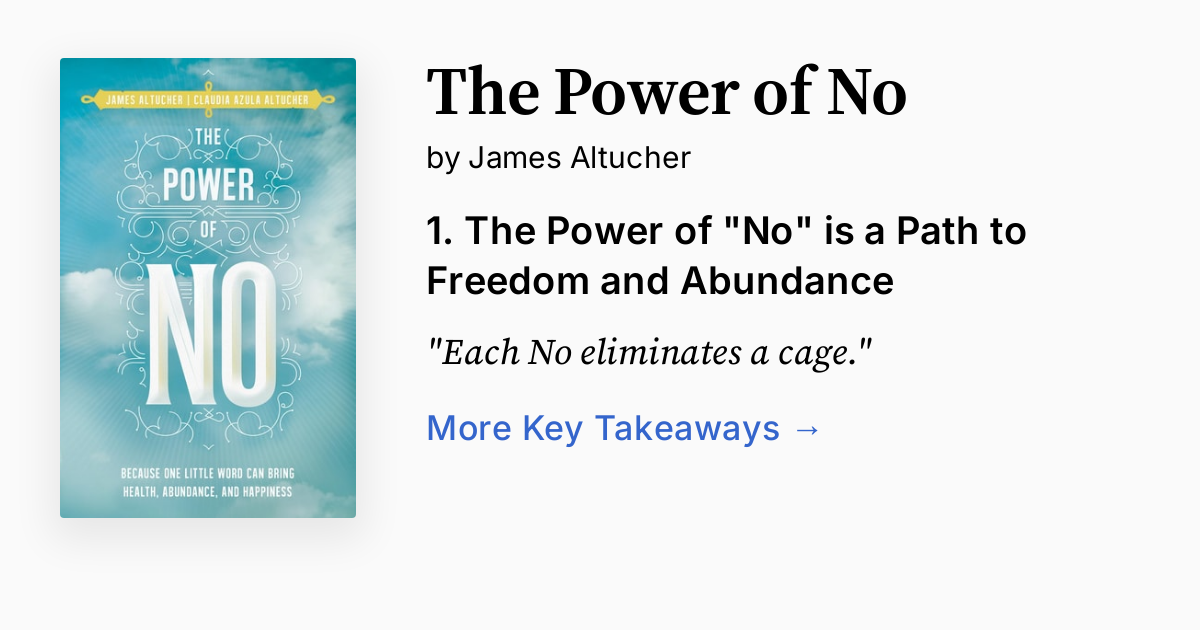The Power of No | Summary, Audio, Quotes