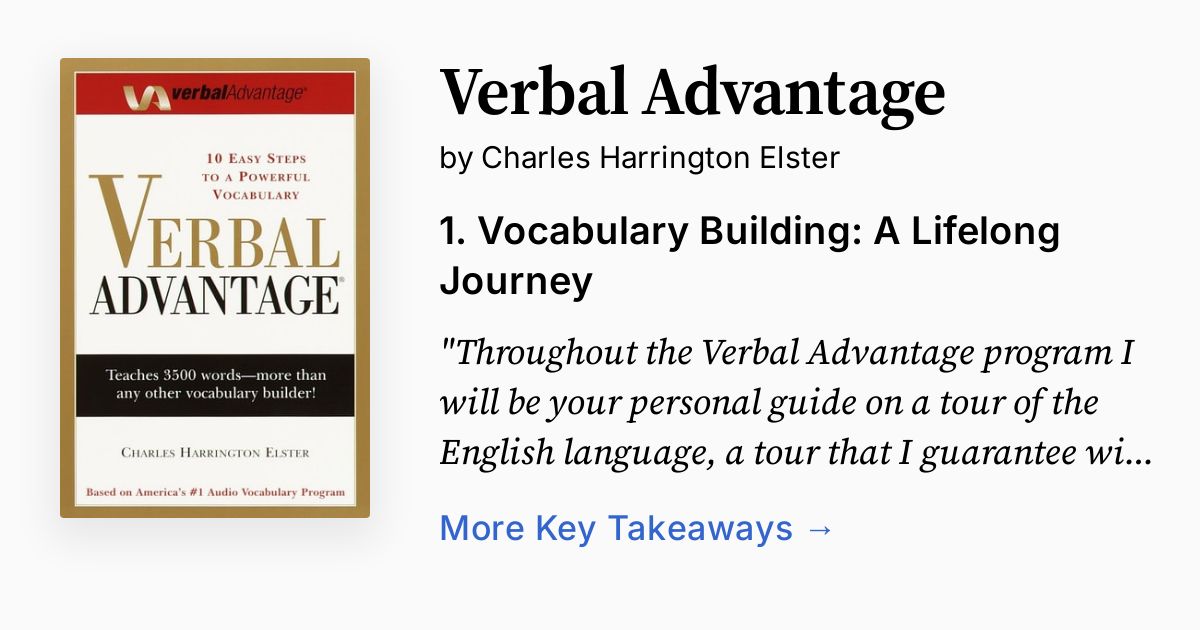 Verbal Advantage | Summary, Audio, Quotes, FAQ