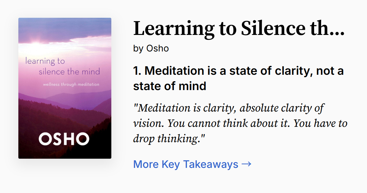 Learning to Silence the Mind | Summary, Audio, Quotes, FAQ