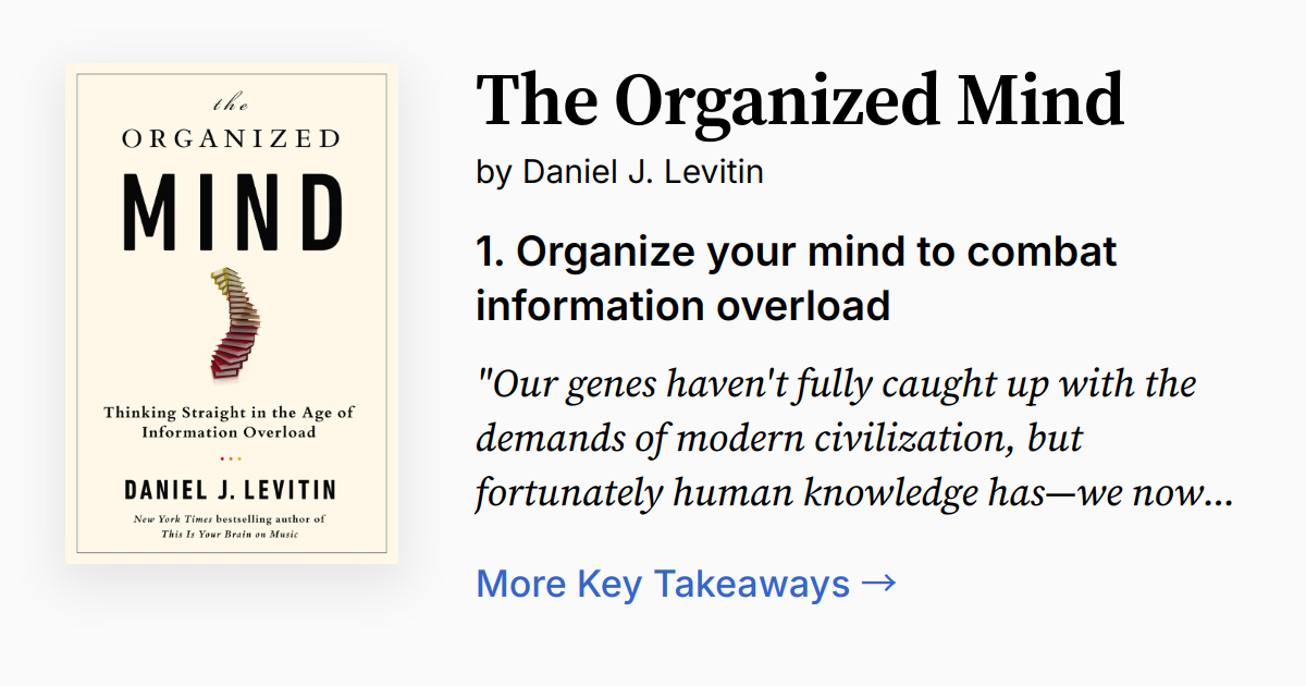 The Organized Mind | Summary, Quotes, FAQ, Audio