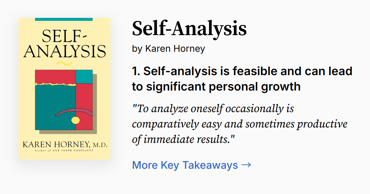 Self-Analysis by Karen Horney | Summary, Audio, Quotes, FAQ