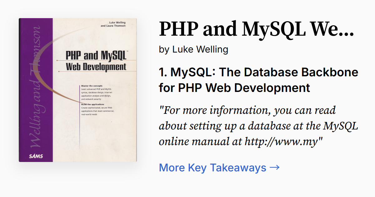 PHP and MySQL Web Development | Summary, Quotes, Audio