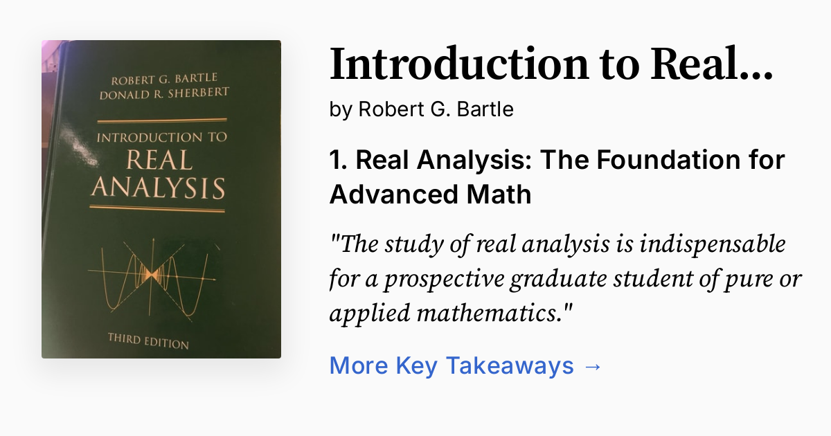 Introduction to Real Analysis | Summary, Audio, Quotes