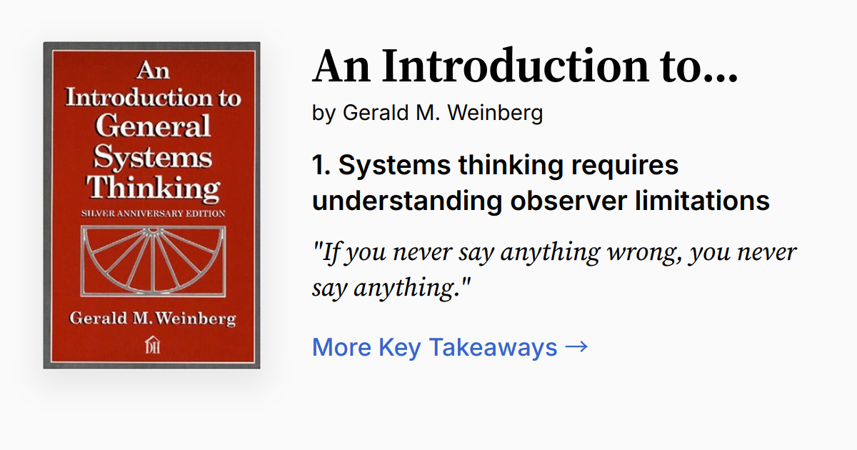 An Introduction to General Systems Thinking | Summary, Audio, Quotes, FAQ