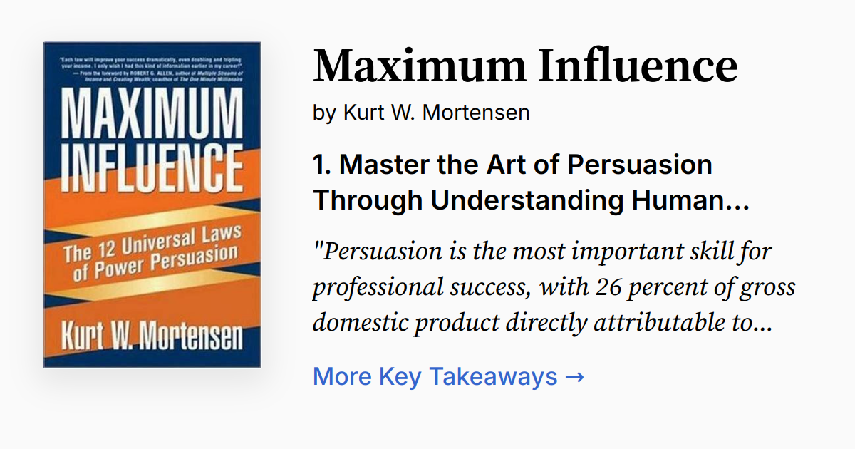 Maximum Influence | Summary, Audio, Quotes, FAQ