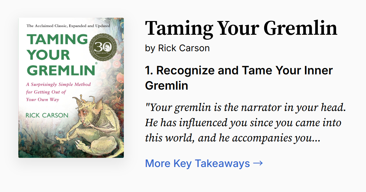 Taming Your Gremlin | Summary, Audio, Quotes, FAQ