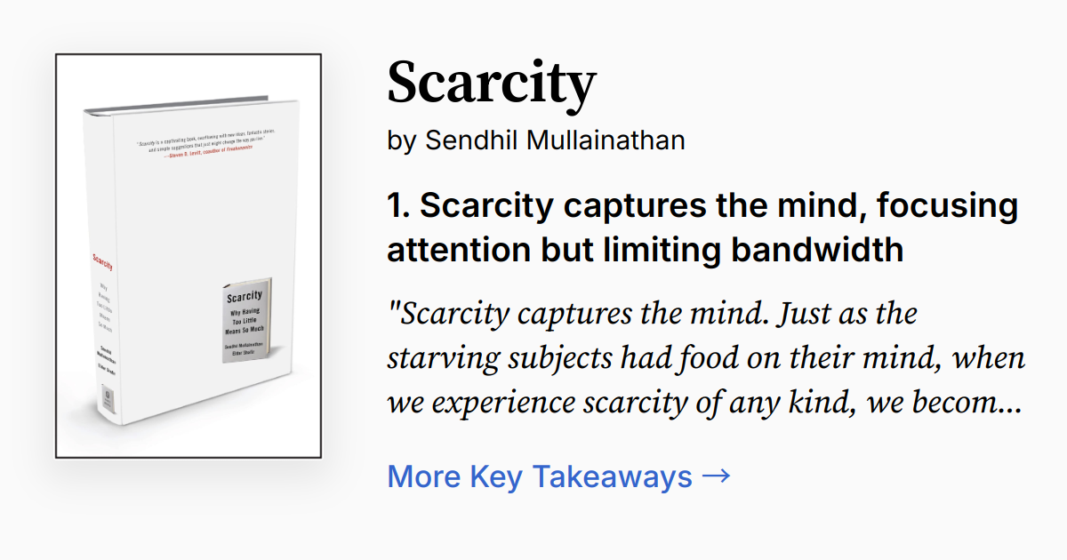 Scarcity by Sendhil Mullainathan | Summary, Quotes, FAQ, Audio
