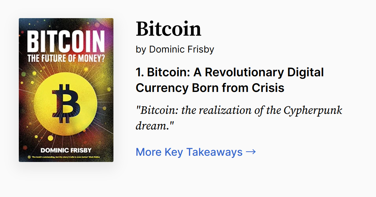 Bitcoin by Dominic Frisby | Summary, Quotes, FAQ, Audio