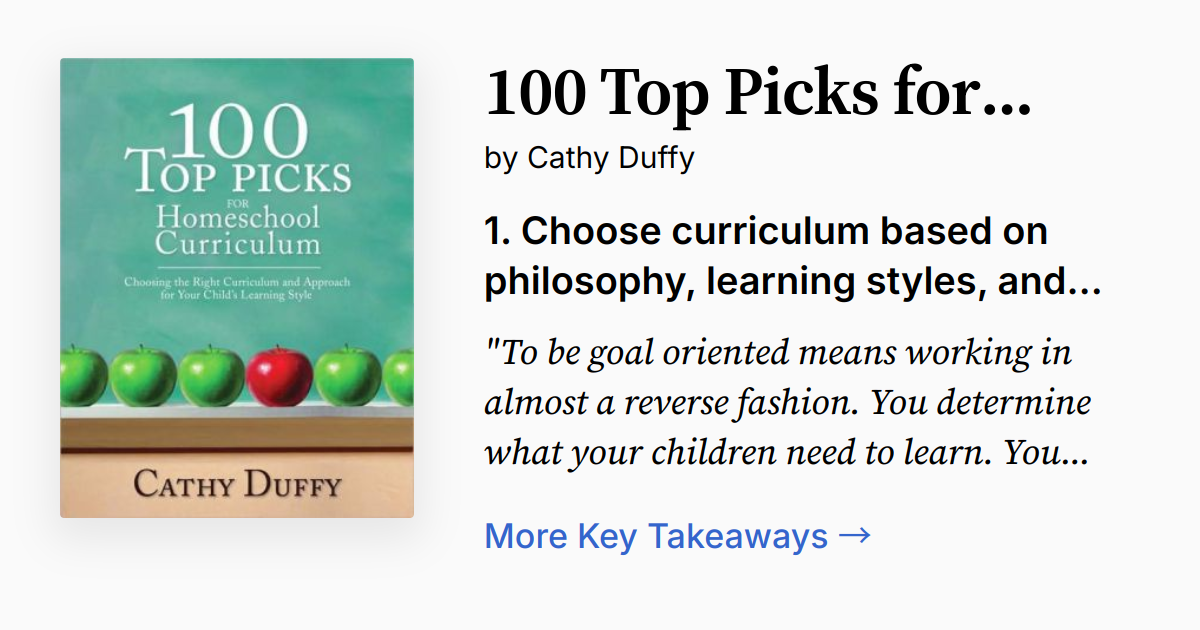 100 Top Picks for Homeschool Curriculum | Summary, Audio, Quotes
