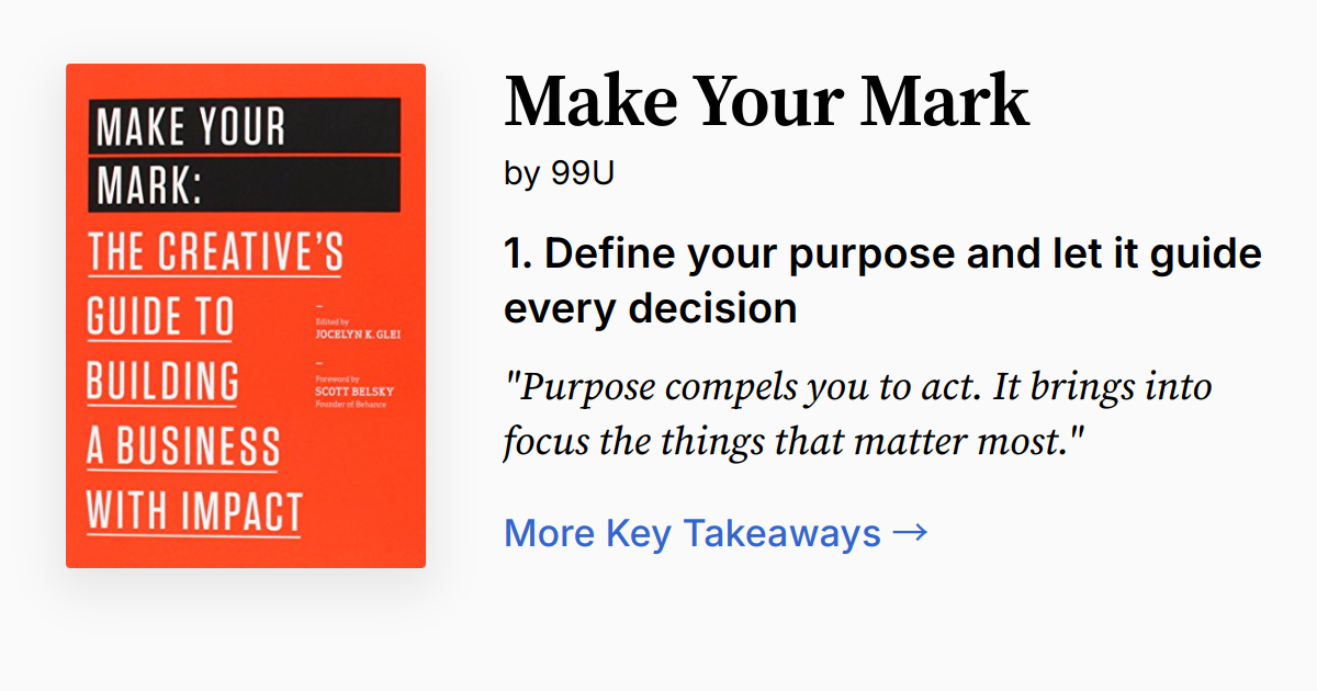 Make Your Mark by Jocelyn K. Glei | Summary, Audio, Quotes, FAQ