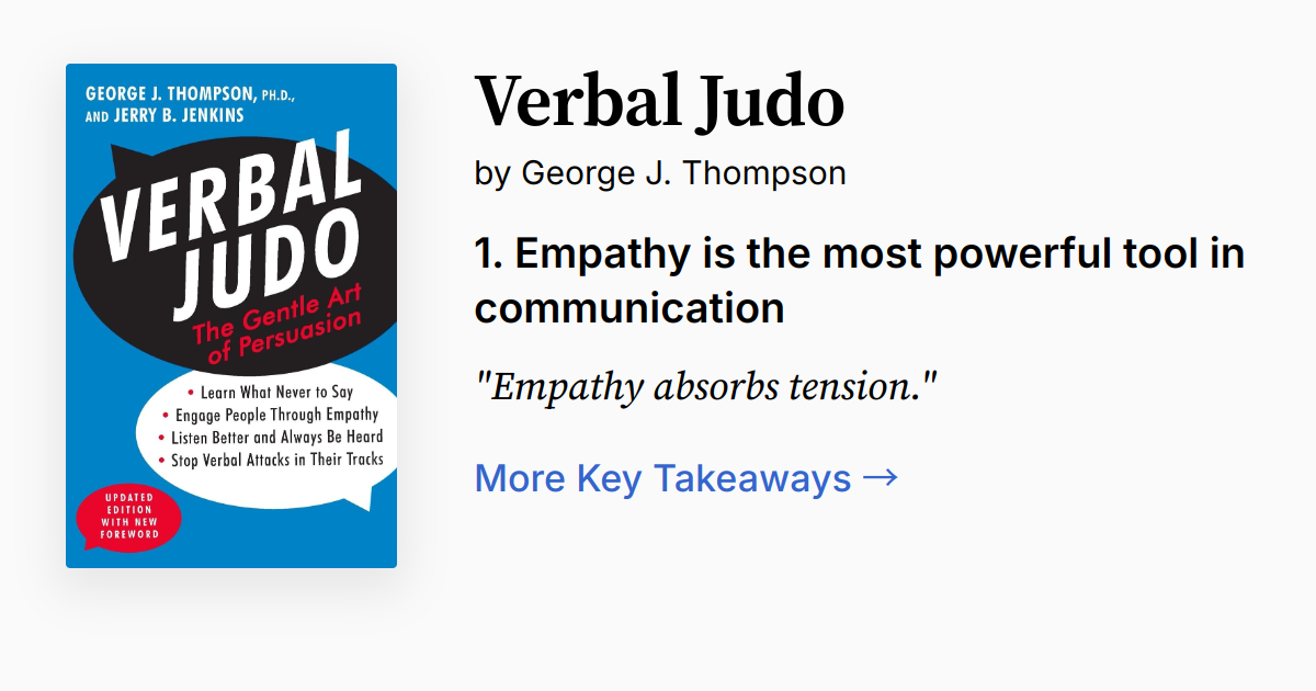Verbal Judo by George J. Thompson | Summary, Quotes, FAQ, Audio