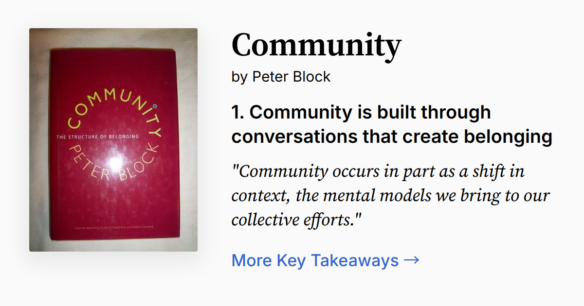 Community by Peter Block | Summary, Audio, Quotes, FAQ