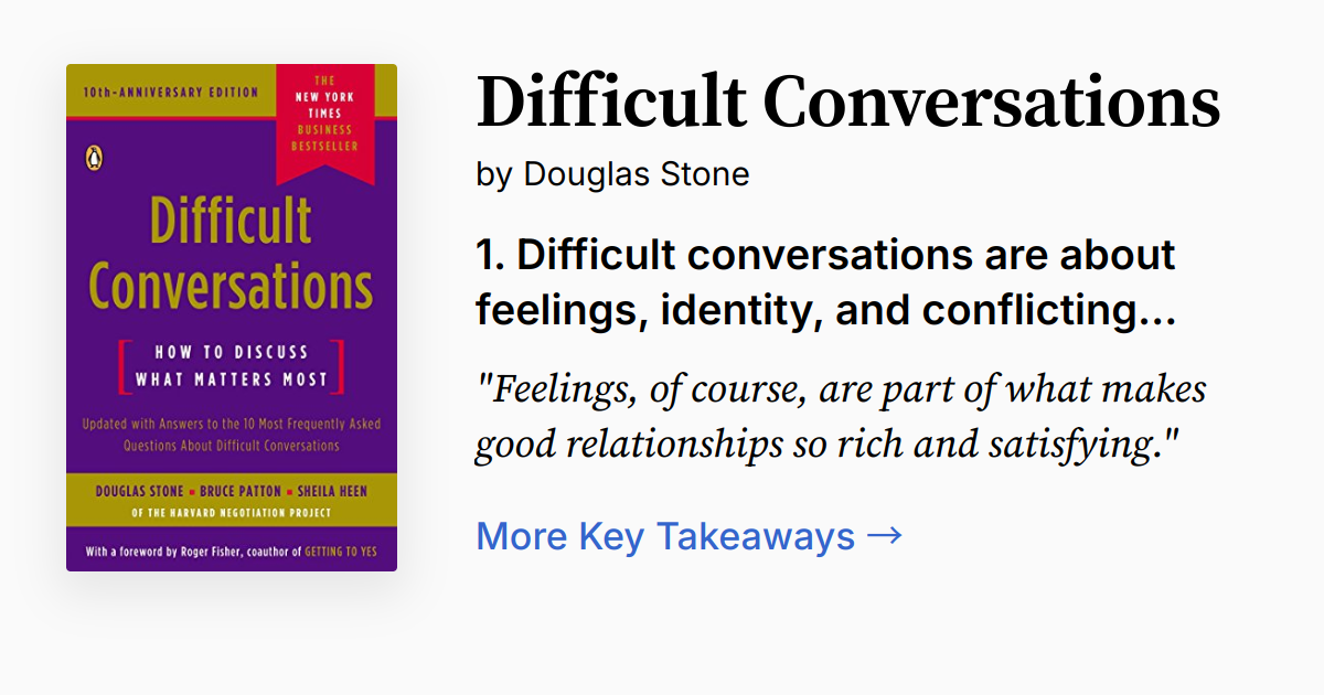Difficult Conversations | Summary, Quotes, FAQ, Audio