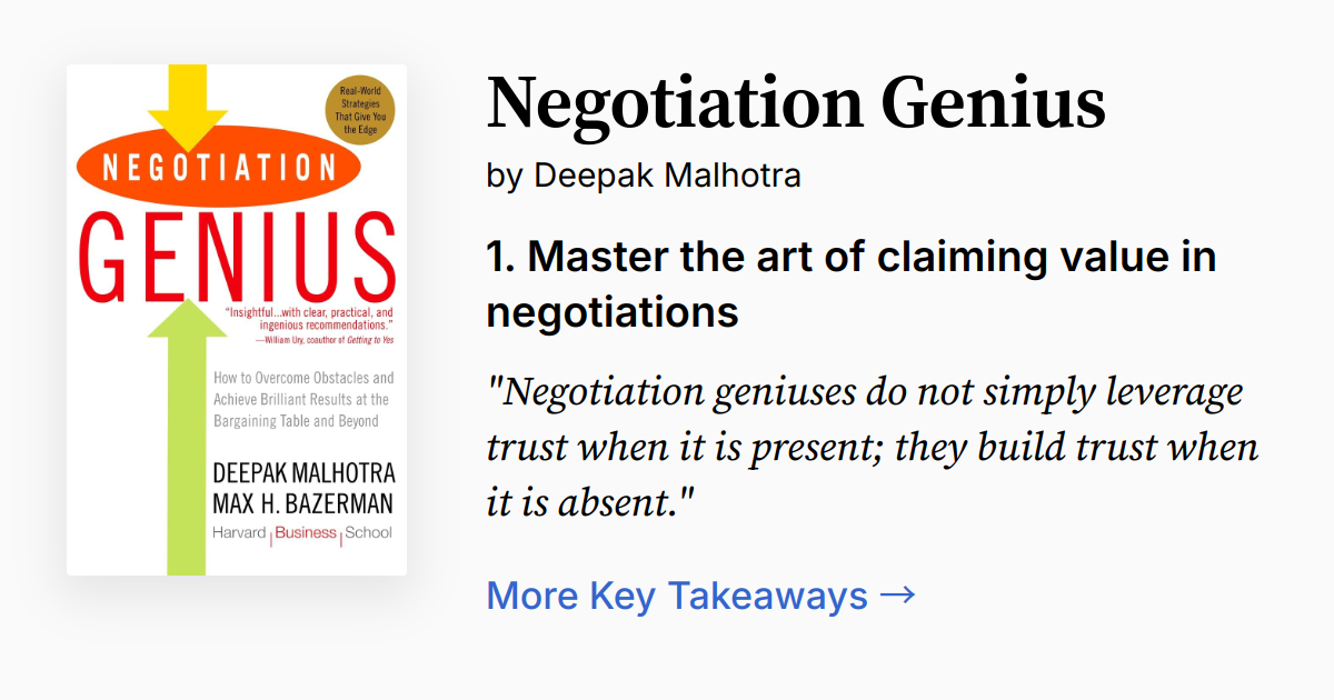Negotiation Genius | Summary, Quotes, FAQ, Audio