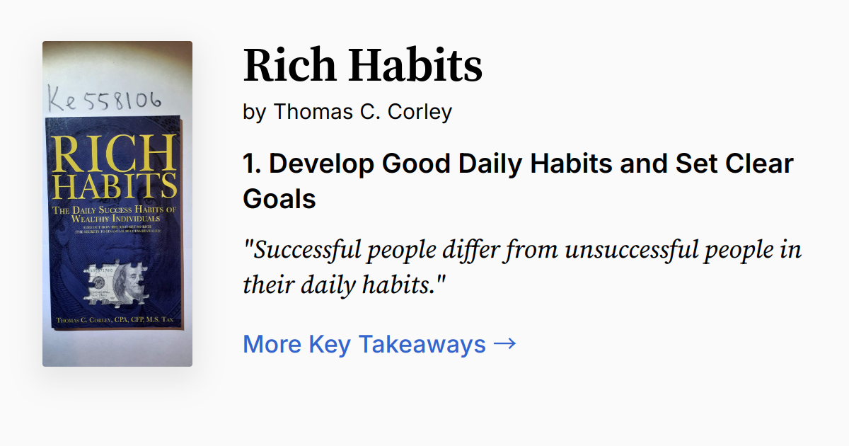 Rich Habits by Thomas C. Corley | Summary, Quotes, FAQ, Audio
